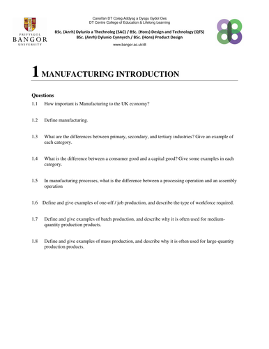 Intro to manufacturing | Teaching Resources