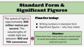 KS4 Lesson: Standard Form and Significant Figures | Teaching Resources