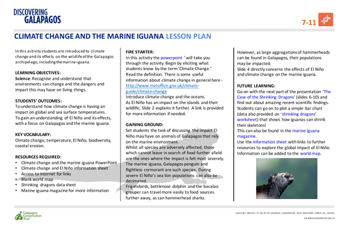 Climate change and the marine iguana (Galapagos study) | Teaching Resources