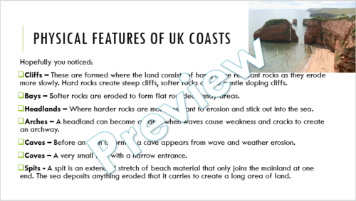 UK Coast Physical Features KS2 Geography Lesson | Teaching Resources