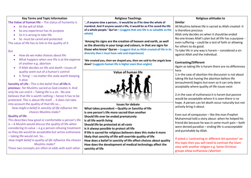 AQA GCSE Spec A - Revision Materials - Theme B religion and Life ...