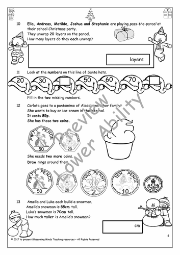 Year 3 Christmas Maths - all topics - 3 levels | Teaching Resources