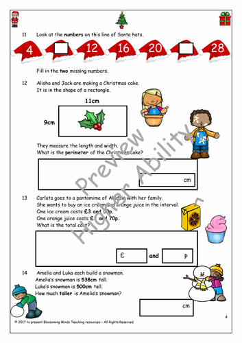 Year 3 Christmas Maths - all topics - 3 levels | Teaching Resources