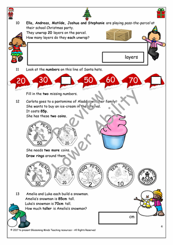 Year 3 Christmas Maths / all topics - 3 levels | Teaching Resources