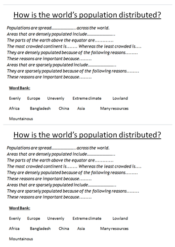 Lesson 1: Why is the world’s population unevenly distributed ...