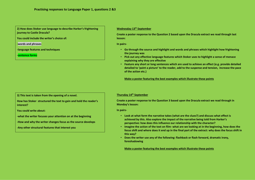 Using the beginning of Bram Stoker's 'Dracula' for Language Paper 1, Q2 ...