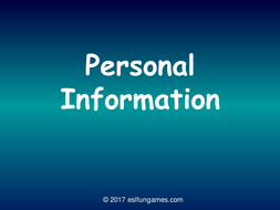 Personal Information PowerPoint Slideshow | Teaching Resources