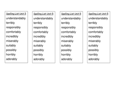Year 5 Spelling Lists | Teaching Resources