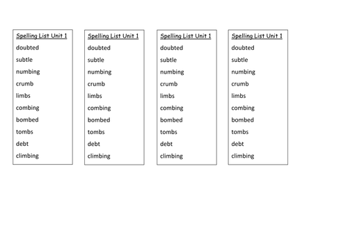Year 5 Spelling Lists | Teaching Resources