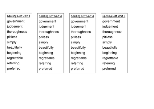 Year 6 Spelling Lists | Teaching Resources