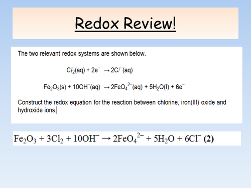 New AQA A Level Chemistry - Redox and Introduction to Electrochemical ...