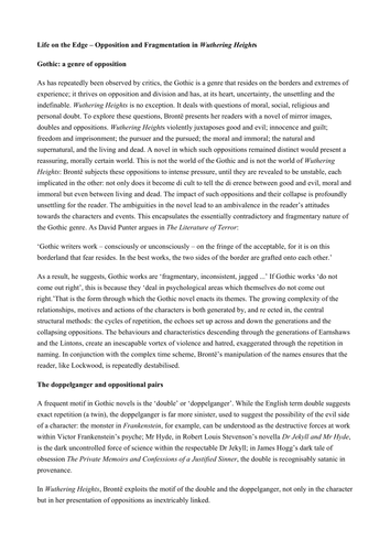 'Wuthering Heights' lesson 12 - chapters 11, 12 and the use of ...