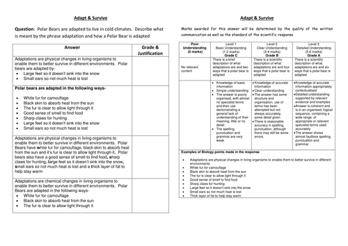 KS4 AQA GCSE Biology (Science) Adaptions Lesson | Teaching Resources