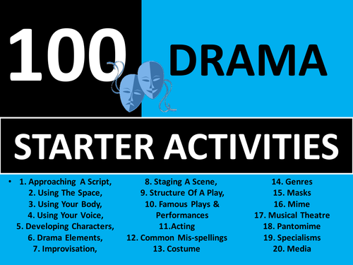 100 x Drama Starters Settlers Wordsearches IDEA Alphabet Brainstorm ...