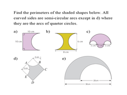 Perimeter of Curved Shapes | Teaching Resources