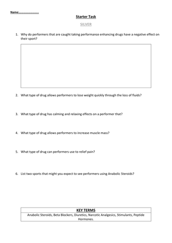 Edexcel GCSE PE 2016 (9-1 specification) Performance Enhancing Drugs ...