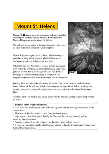 Lesson 5: Mt St Helens | Teaching Resources