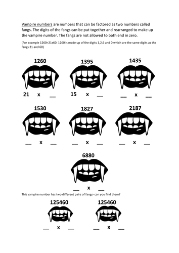 Vampire Numbers | Teaching Resources