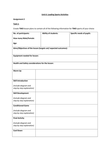Level 2 BTEC Sport Assignment Templates | Teaching Resources