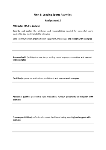 Level 2 BTEC Sport Assignment Templates | Teaching Resources