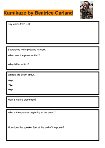 Kamikaze- Notes Writing Frame | Teaching Resources