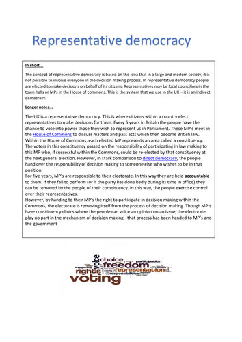 Representative democracy in the UK - new Politics A level edexcel ...