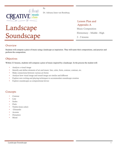 Landscape Soundscape Music Composition Lesson | Teaching Resources