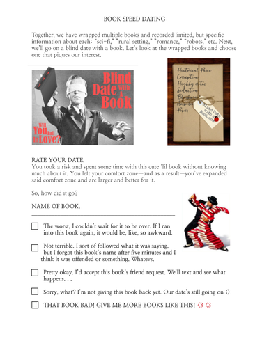 Book Speed Dating Activity | Teaching Resources