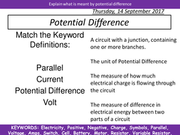 KS3 GCSE lesson on Potential Difference | Teaching Resources