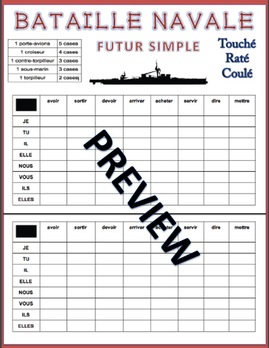 GCSE FRENCH: Bataille Navale - Futur simple - French future tense ...