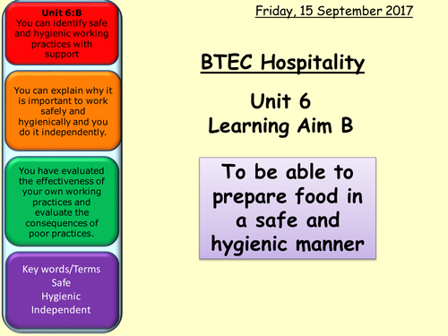 BTEC Hospitality Unit 6: Planning, preparing, cooking and finishing ...