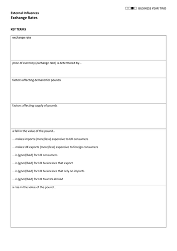 OCR AL Business (new spec) Exchange Rates | Teaching Resources
