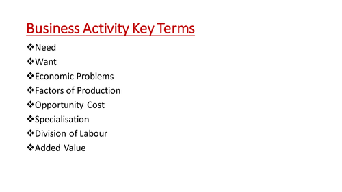 Business Studies – GCSE – Understanding Business Activity – Business ...