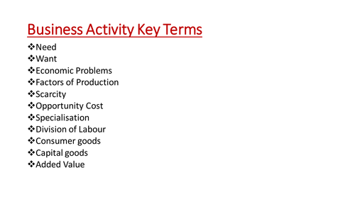 Business Studies – GCSE – Understanding Business Activity – Business ...