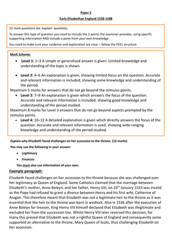GCSE Edexcel (1-9) Elizabeth I lessons inc exam question | Teaching ... GCSE Edexcel (1-9) Elizabeth I lessons inc exam question | Teaching ...