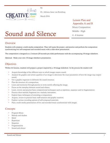 Sound and Silence Music Composition Lesson Plan | Teaching Resources