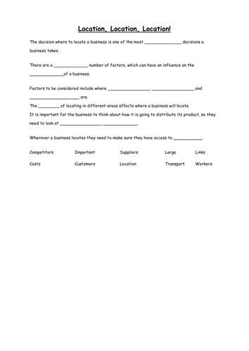 Business Studies – GCSE – Production & Operations Management – Location ...