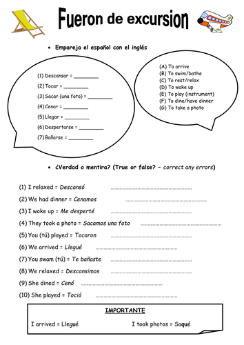 Spanish Years 8, 9 and GCSE - Past Holidays, using the preterite tense ...