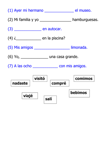 Spanish Years 8, 9 and GCSE - Preterite Past Tense, General Topics. 4 ...