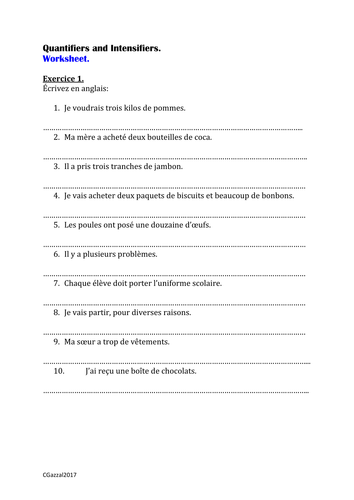 Quantifiers and Intensifiers in French - A Complete Guide. | Teaching ...