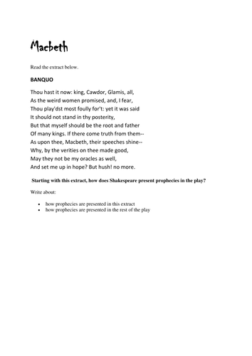 Macbeth Assessment Pack | Teaching Resources