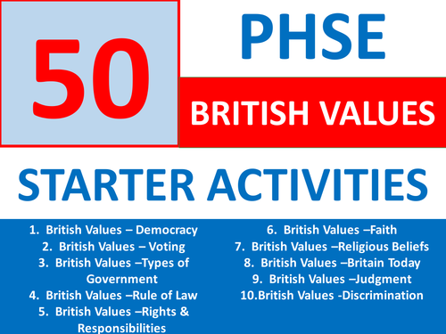 50 x PHSE British Values Starters Crossword Anagram Alphabet Keyword ...