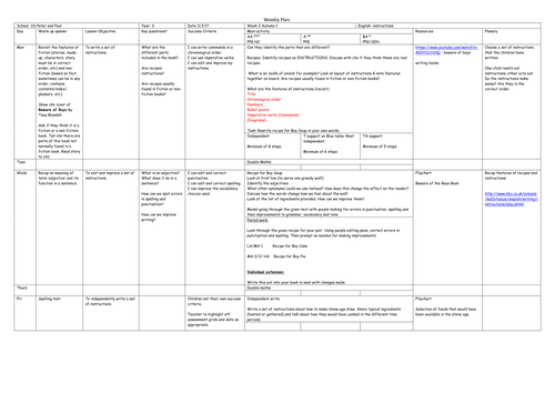 Year 3 Instruction Writing - Week Two | Teaching Resources