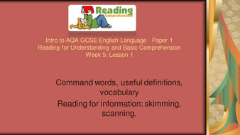 GCSE AO1 and AO4 Introduction to Reading for understanding and basic ...