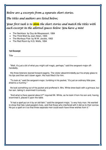 GCSE AO1 and AO4 Introduction to Reading for understanding and basic ...