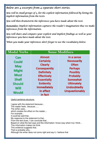Explicit and Implicit information through films - Inference | Teaching ...