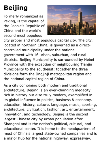 Beijing Handout | Teaching Resources