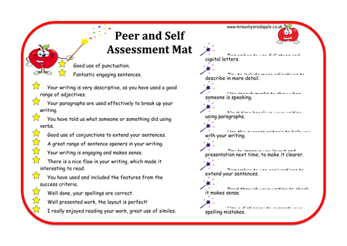 Peer and Self Assessment mat | Teaching Resources