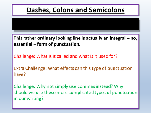 Creative Writing - Dashes, Semicolons and Colons | Teaching Resources