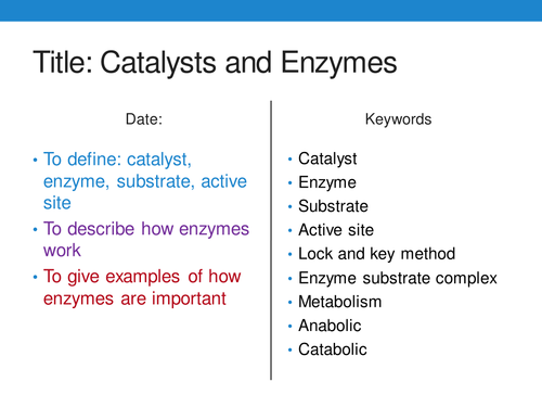 New 9-1 GCSE AQA Biology B3 Catalysts and Enzymes | Teaching Resources